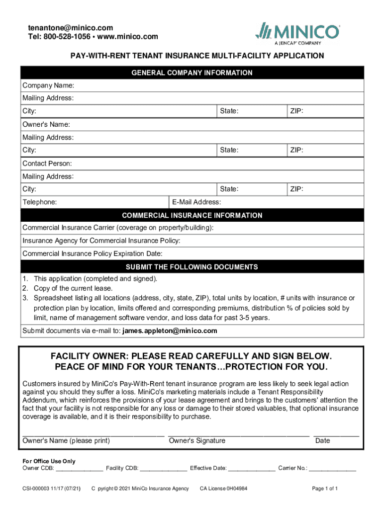 Fillable Online Locate a MiniCo Agent in Your State Fax Email Print ...