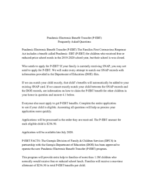 Fillable Online Pandemic EBT (P-EBT) for Eligible School-Aged Children ...