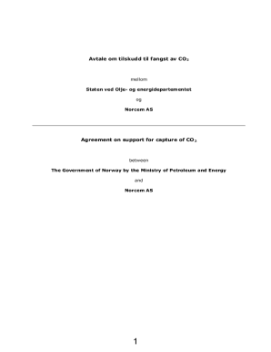 Fillable Online Avtale om tilskudd til fangst av CO2 Agreement on ...