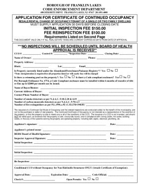 Fillable Online Certificate of Occupancy Transfer SAMPLE ONLY (PDF) Fax ...