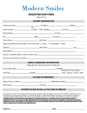 Fillable Online New Patient Forms - Modern Smiles Fax Email Print ...