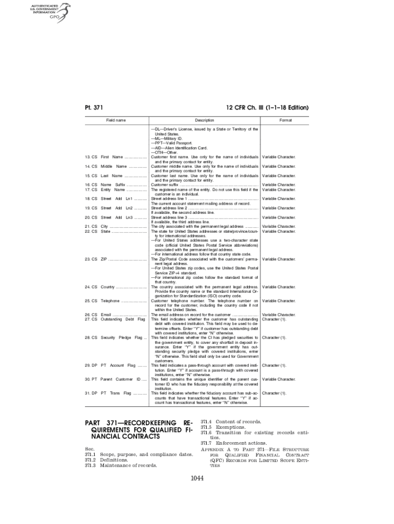 Fillable Online Electronic Code of Federal Regulations (e-CFR): Table ...