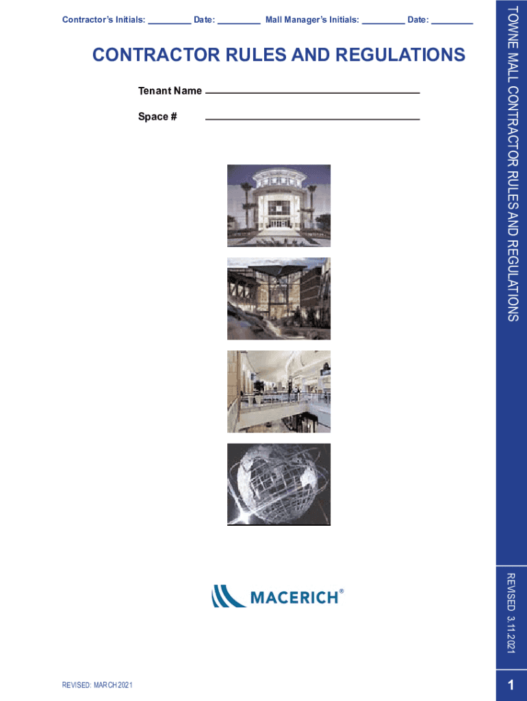 Fillable Online TOWNE MALL CONTRACTOR RULES AND REGULATIONS Fax Email ...