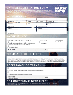 Fillable Online camper registration form - Changepoint Fax Email Print ...