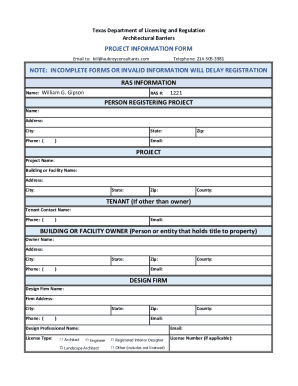Fillable Online Texas Department of Licensing and Regulation (TDLR ...