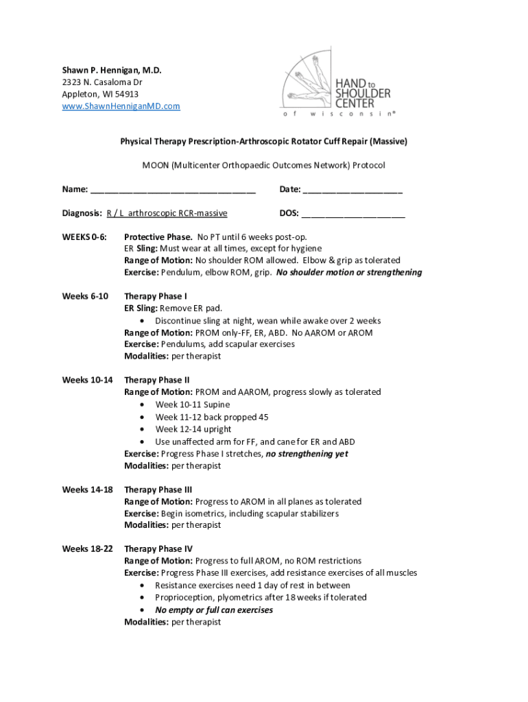 Fillable Online Physical Therapy Prescription-Arthroscopic ... Fax ...