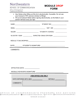 Fillable Online MODULE DROP FORM Fax Email Print - pdfFiller