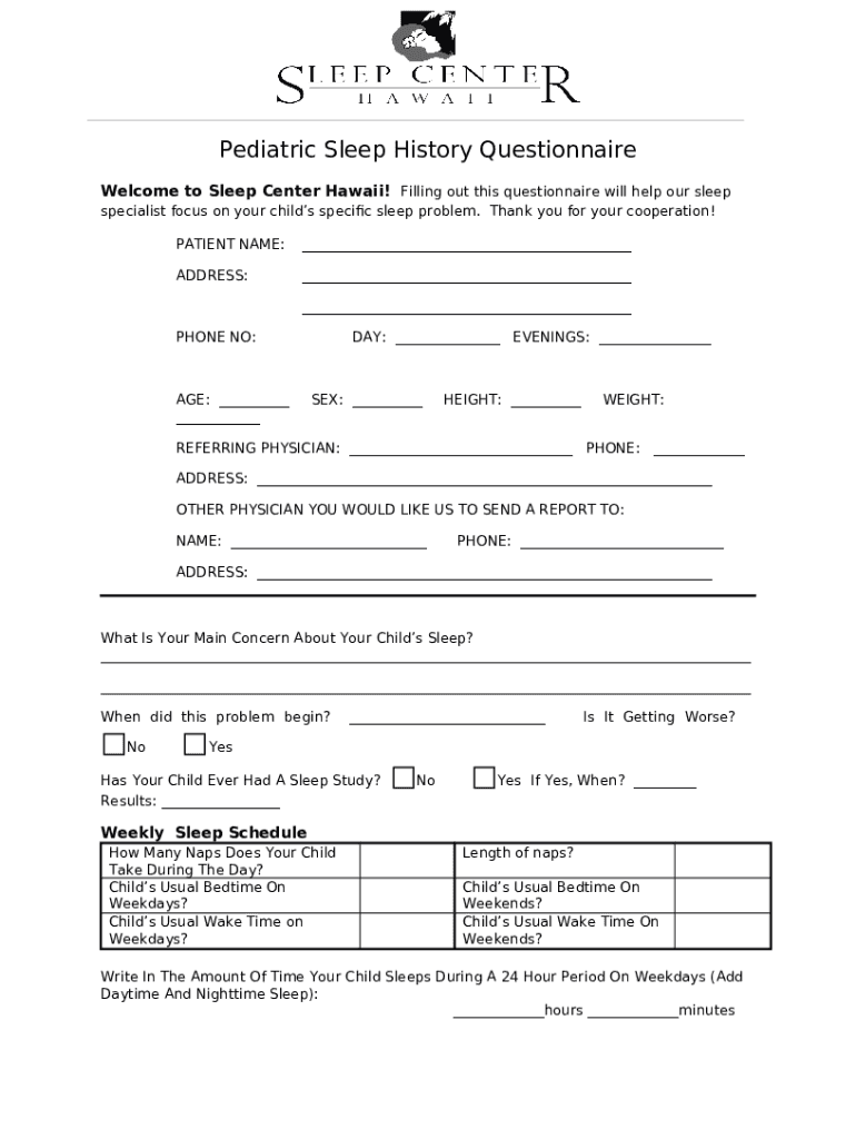 Download Patient s - Sleep Center Hawaii Doc Template | pdfFiller