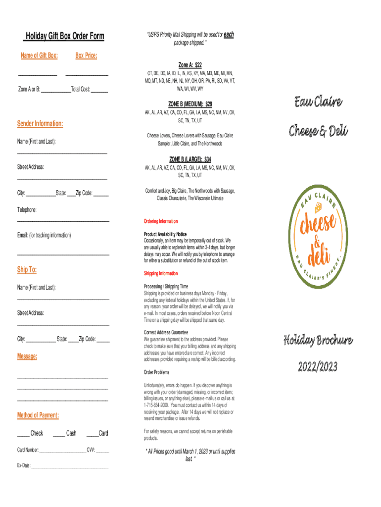 Fillable Online Holiday Gift Box Order Form Fax Email Print - pdfFiller