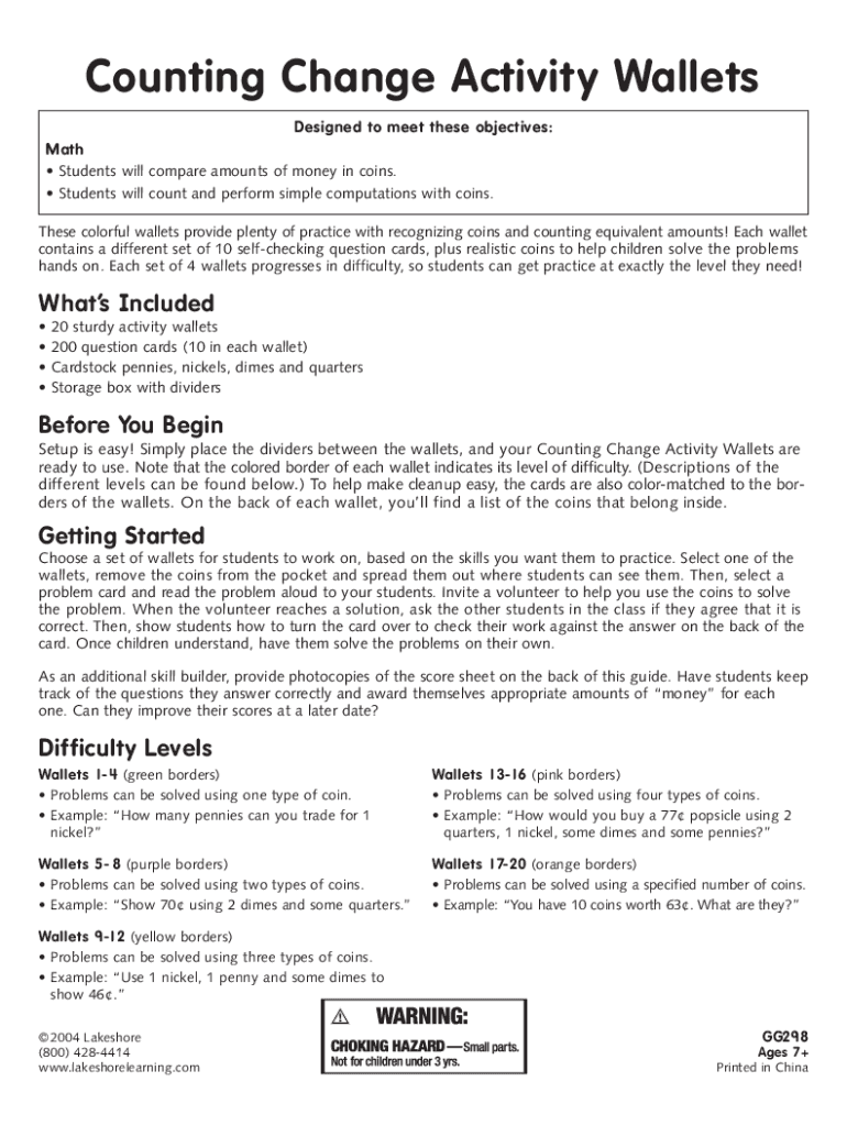 Fillable Online 20 Counting Coins Activities That Will Make Money Fun For ... Fax Email Print ...