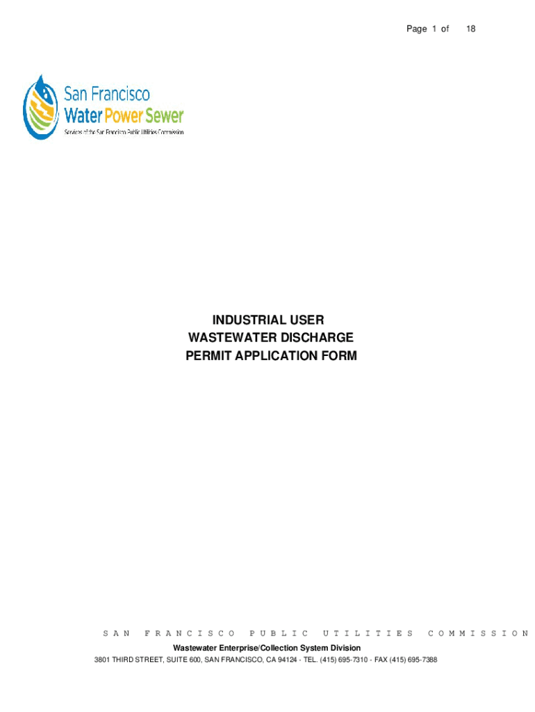 Fillable Online INDUSTRIAL USER WASTEWATER DISCHARGE PERMIT ... Fax ...