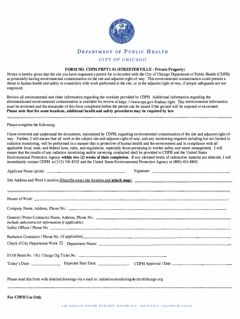 Fillable Online FORM NO. CDPH.PRPTY.03 (STREETERVILLE - Private Property) Fax Email Print ...