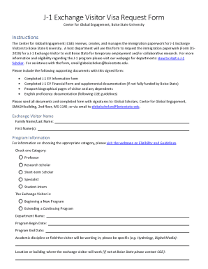 Fillable Online J-1 EV Visa Request Form Fax Email Print - pdfFiller