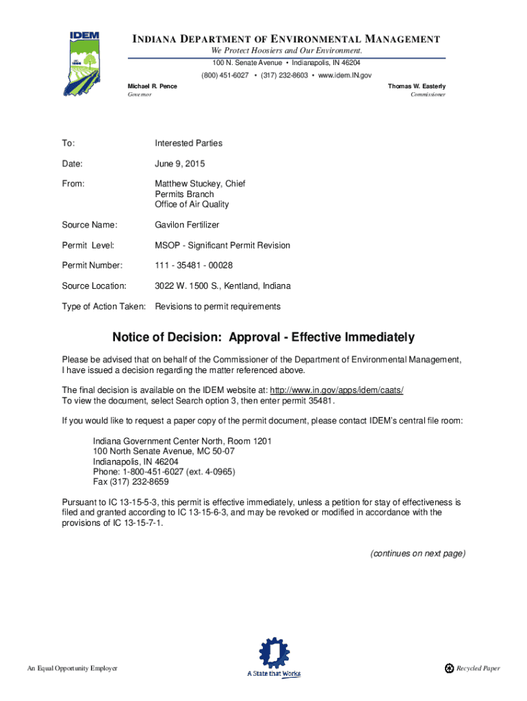 Fillable Online permits air idem in Gavilon Fertilizer Fax Email Print ...