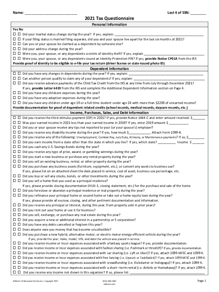 Fillable Online WPTS-Tax-Questionnaire-2021 Fax Email Print - pdfFiller