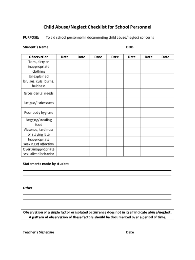 Fillable Online 1 Possible indicators of physical abuse include a ...