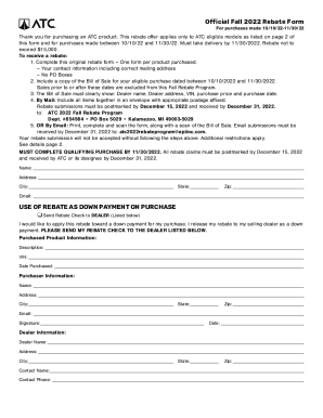 Fillable Online Official Fall 2022 Rebate Form Fax Email Print - pdfFiller