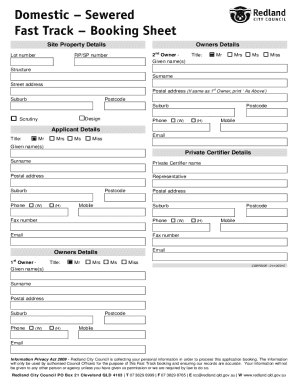Fillable Online DomesticSewered Fast TrackBooking Sheet Fax Email Print ...