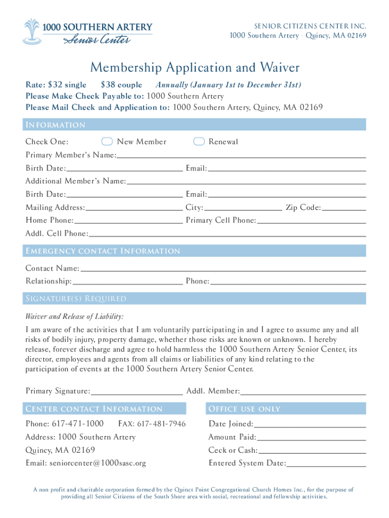 Fillable Online Membership Application and Waiver Fax Email Print ...