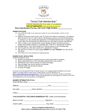 Fillable Online Social Club Membership.docx Fax Email Print - pdfFiller