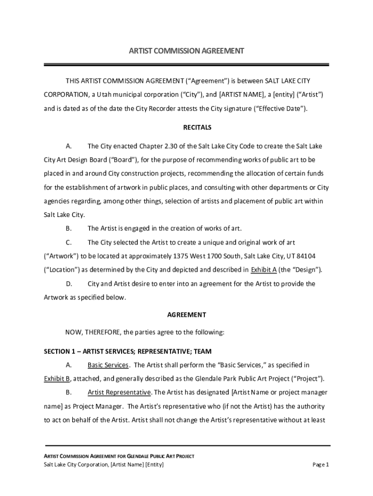 Fillable Online artist commission agreement Fax Email Print - pdfFiller