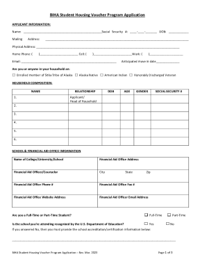 Fillable Online Housing Choice Voucher Application Fax Email Print ...