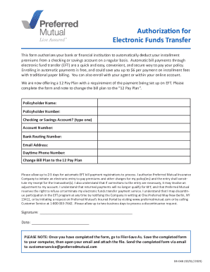 Fillable Online Authorization for Electronic Funds Tranfer Form Fax ...