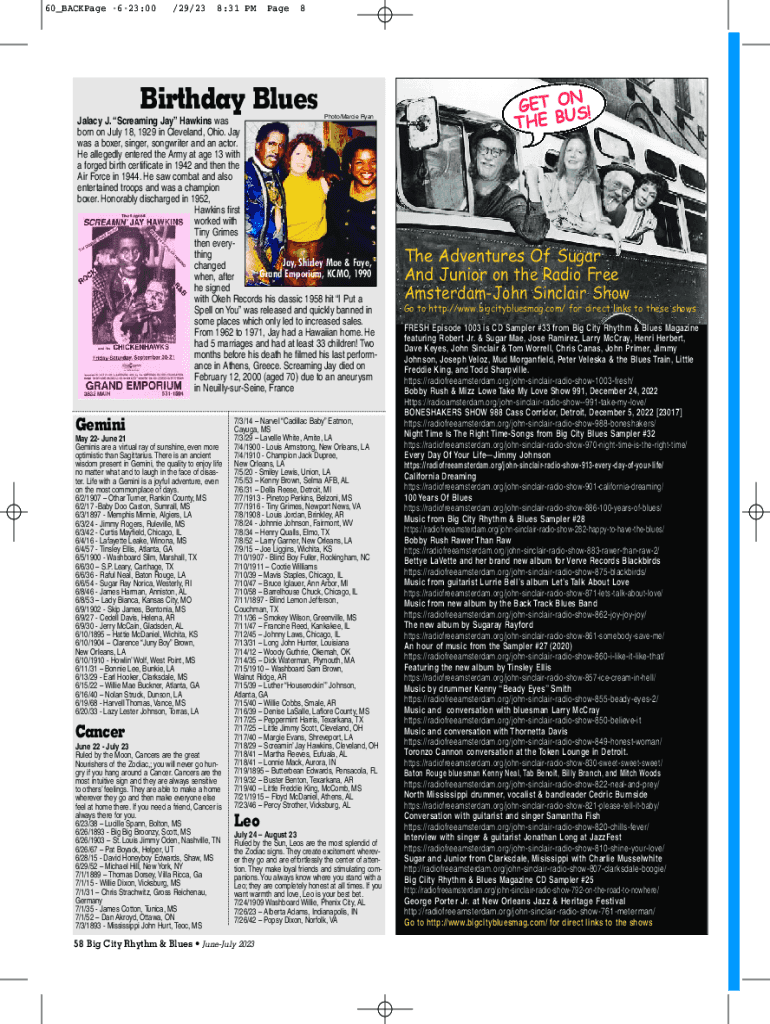 Fillable Online Birthday Blues Fax Email Print - pdfFiller