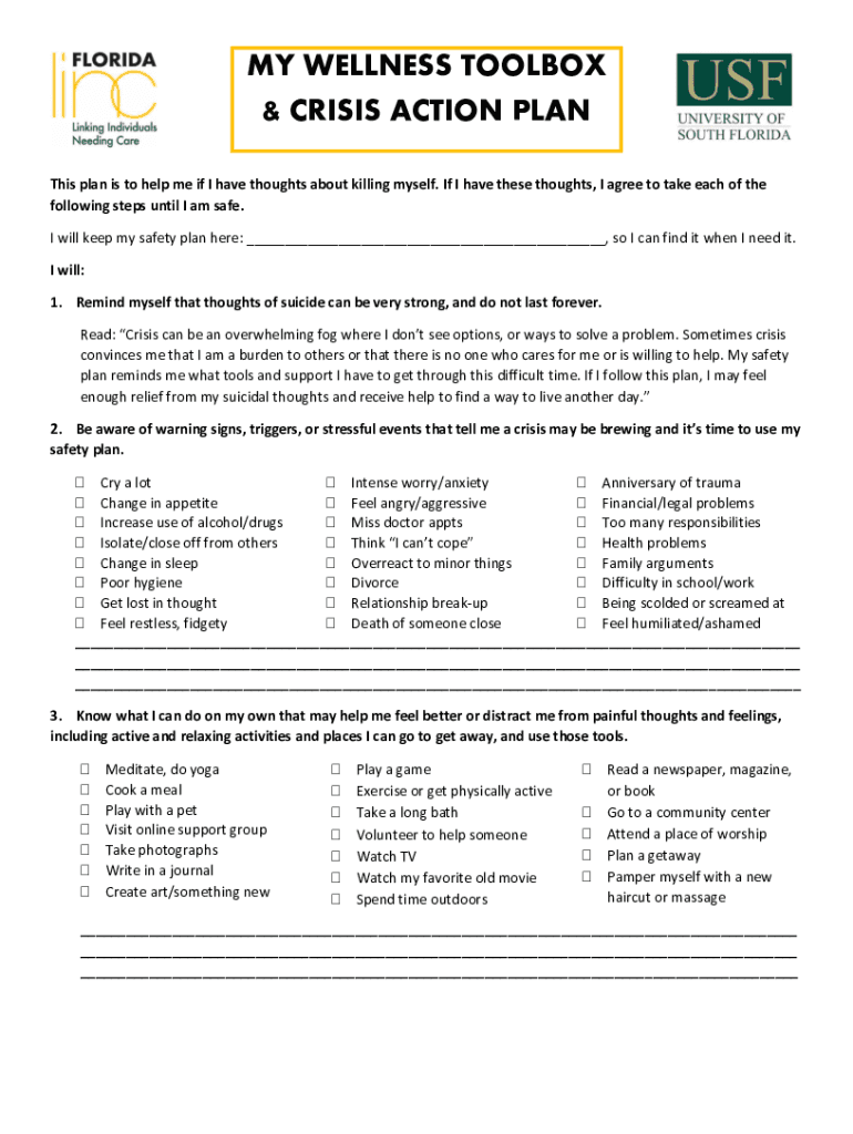 Fillable Online Developing a Wellness Toolbox for Your Mental Health ...