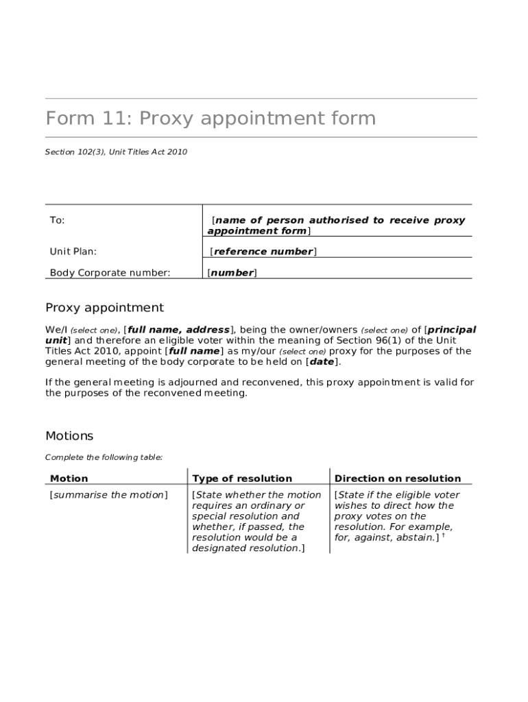 11 - Proxy appointment Doc Template | pdfFiller