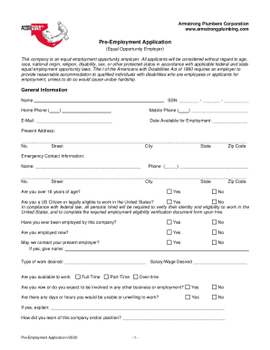 Fillable Online Employment Application - PDF Free Download Fax Email ...