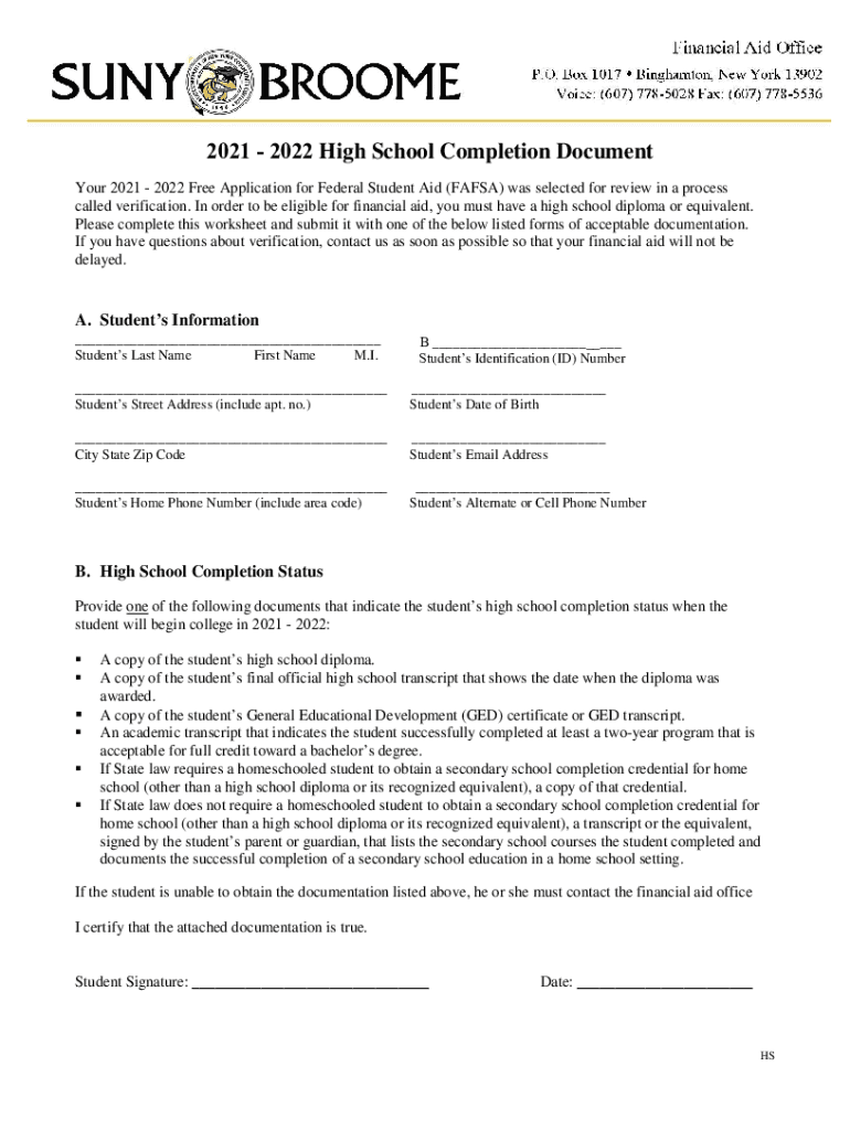 Fillable Online www2 sunybroome V4 Verification Worksheet 20212022 Fax Email Print - pdfFiller