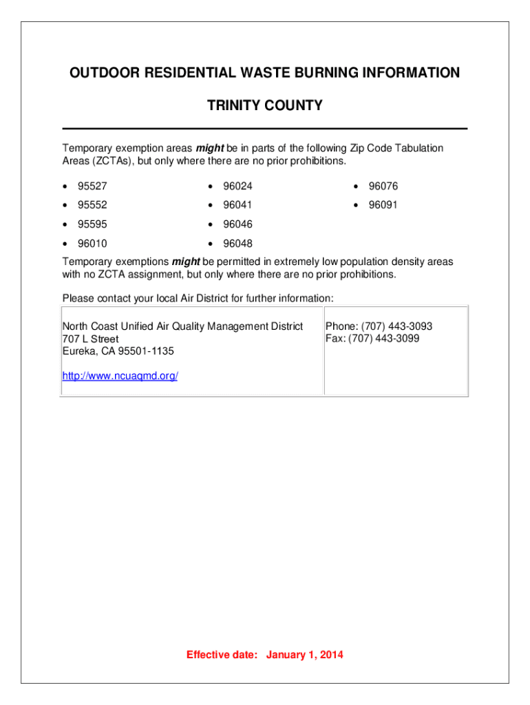 Fillable Online Residential Waste Burning: Temporary Exemption Areas ...