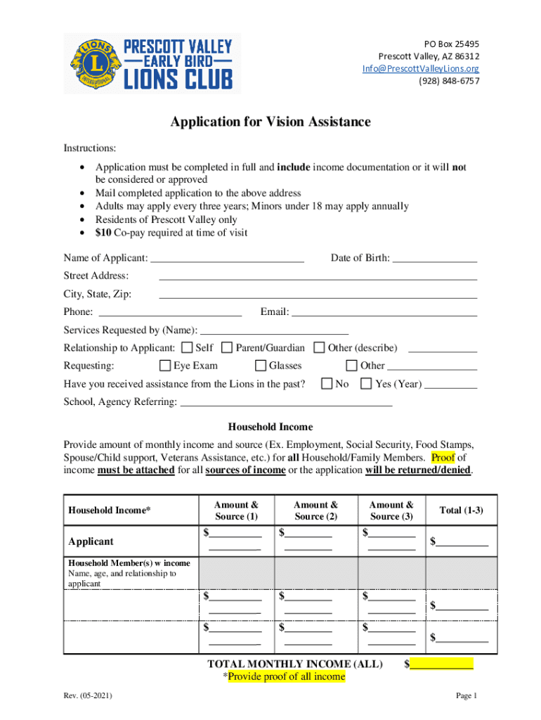 Fillable Online Application for Eye Care Assistance - The Mel Clack ...