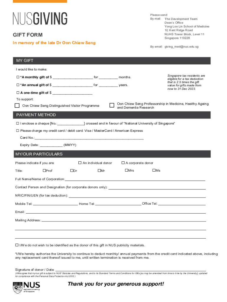 Fillable Online Contact Us - NUS Medicine - National University of ...