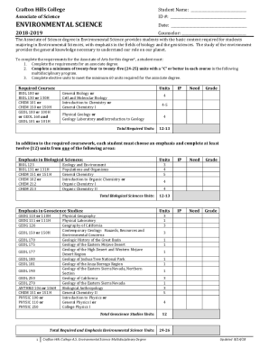 Fillable Online The Associate of Science degree in Environmental Science provides students with ...