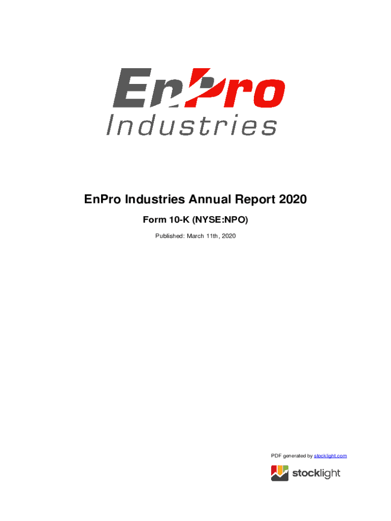 Fillable Online ENPRO INDUSTRIES, INC (Form: 10-K, Received Fax Email ...