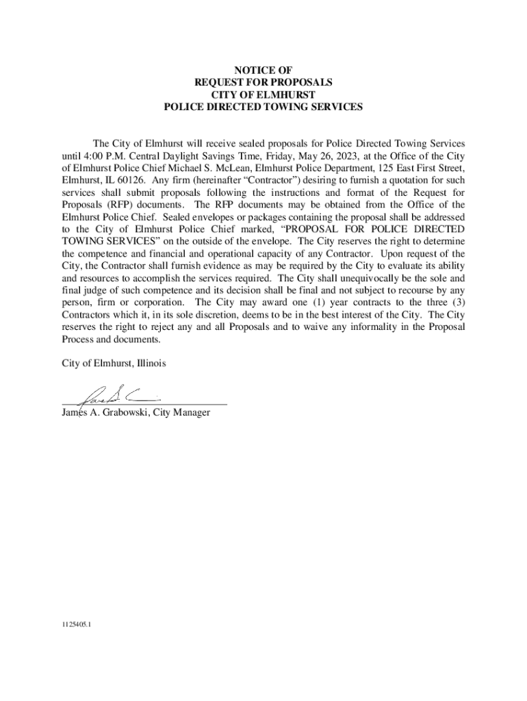 Fillable Online Bid NoticesNOTICE OF REQUEST FOR PROPOSAL... Fax Email ...