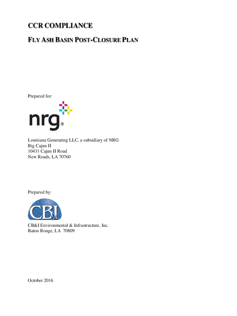 Fillable Online ccr compliance fly ash basin post-closure plan Fax ...
