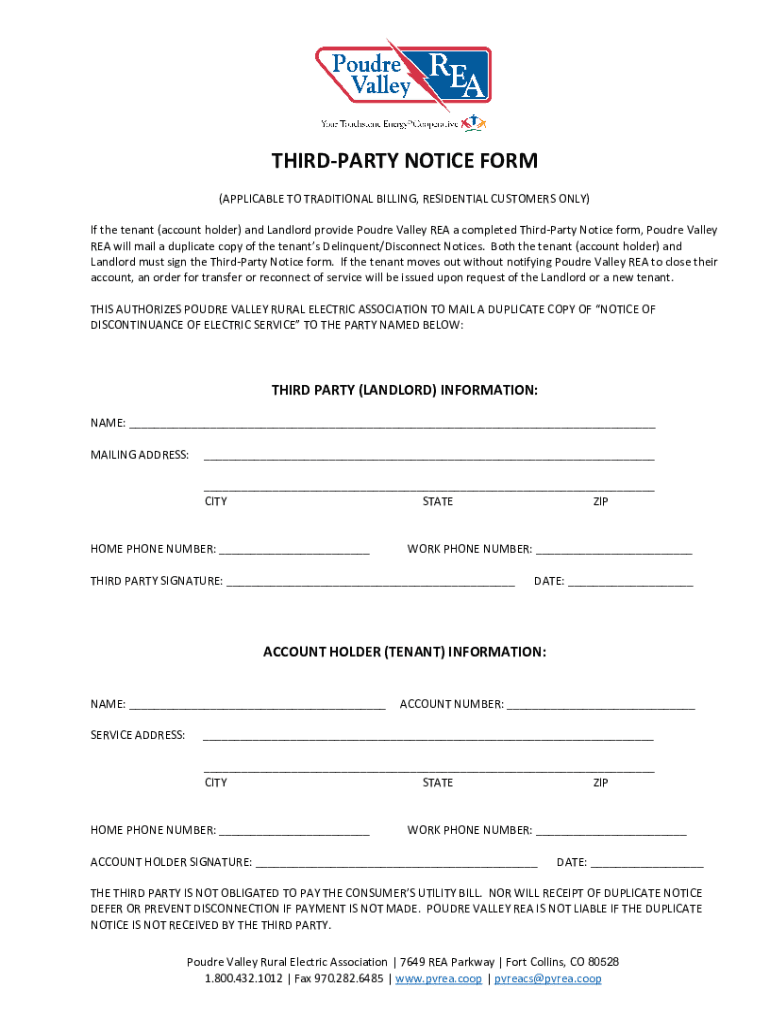 Fillable Online THIRD-PARTY NOTICE FORM Fax Email Print - pdfFiller