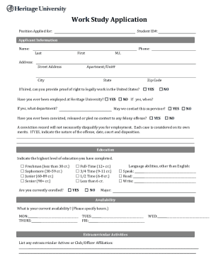 Fillable Online Federal Work Study: Hiring and Application Process Fax Email Print - pdfFiller