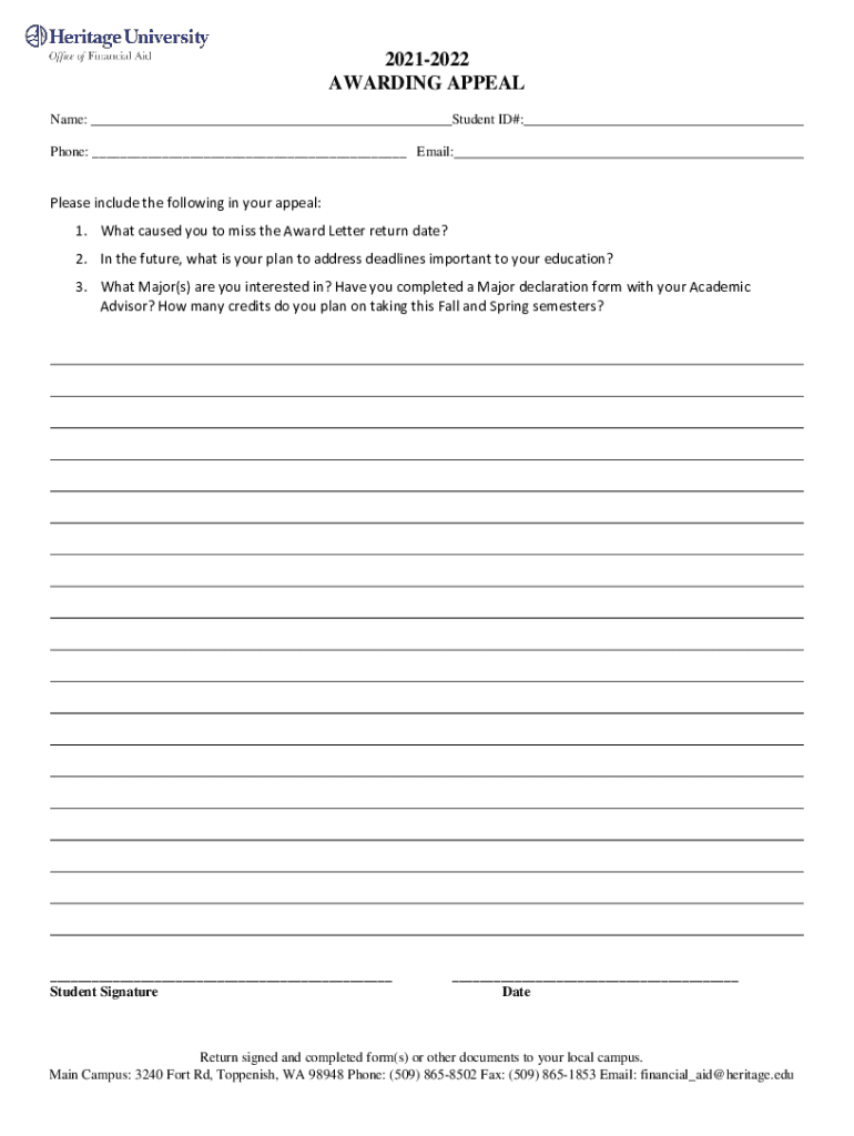 Fillable Online 2021-2022 Unusual Enrollment Appeal Form Fax Email Print - pdfFiller
