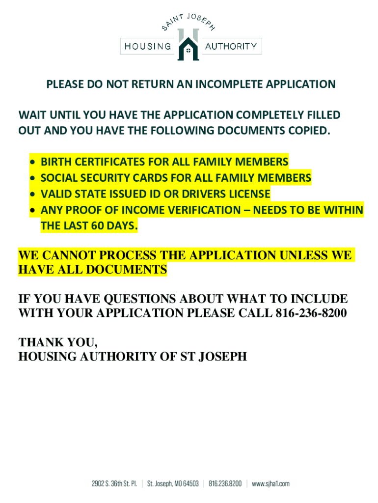 Fillable Online PLEASE DO NOT RETURN AN INCOMPLETE APPLICATION WAIT ...