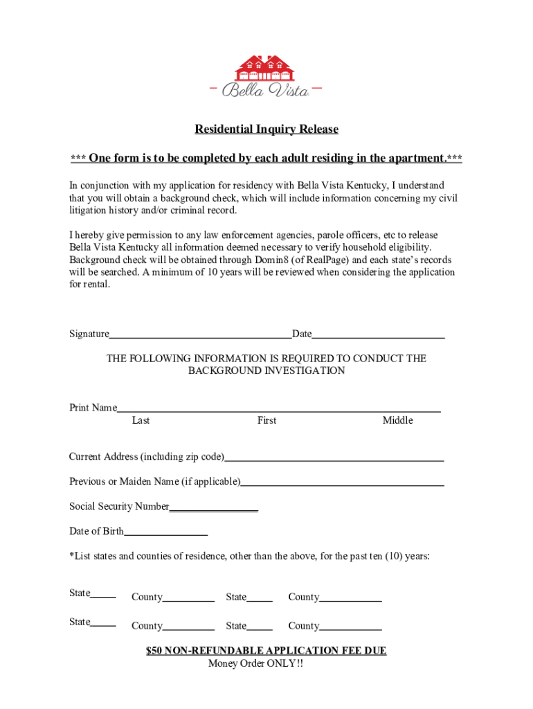 Fillable Online Statement of Rental Policy - Bella Vista Apartments Fax ...