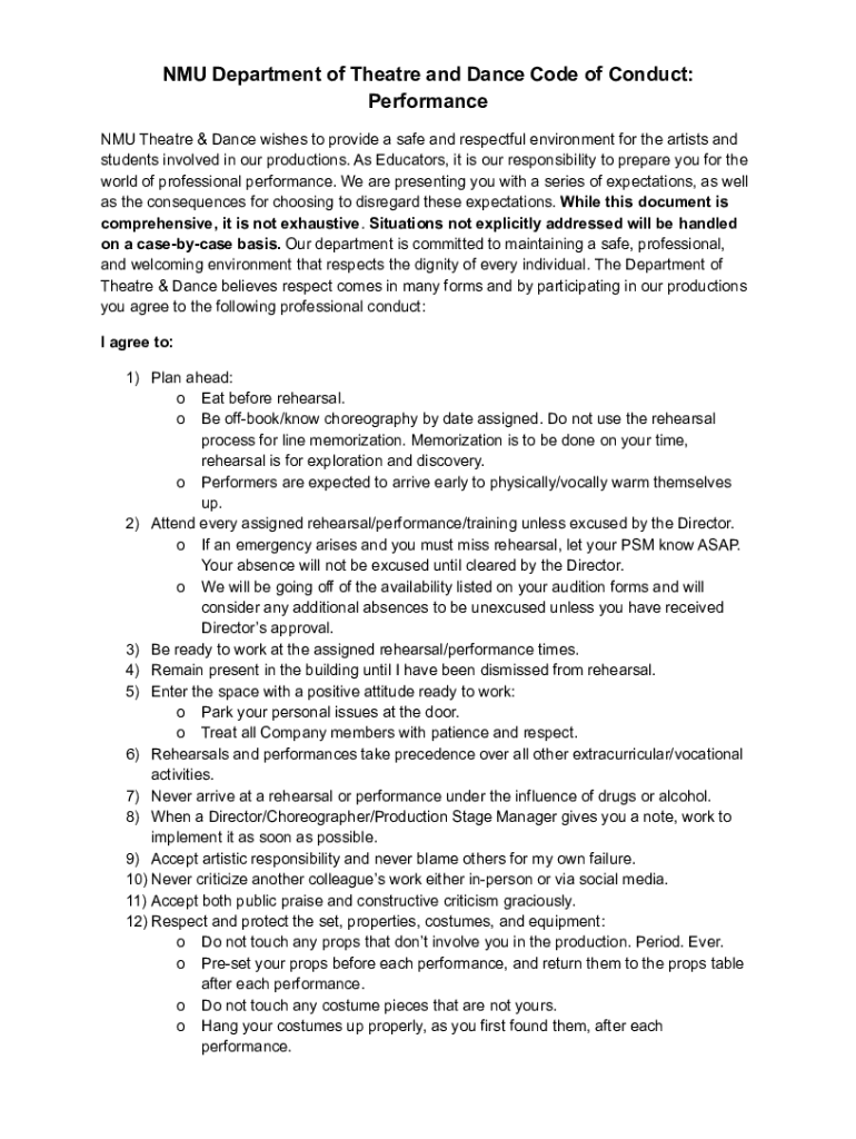 Fillable Online Forest Roberts Theatre Code of Conduct Fax Email Print ...