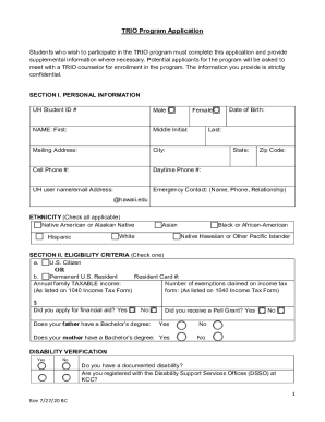 Fillable Online TRIO Student Support Services Program Fax Email Print ...