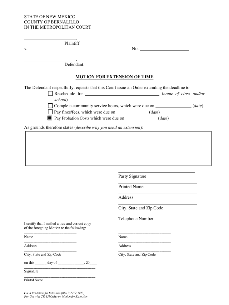 Fillable Online MOTION FOR EXTENSION OF TIME Fax Email Print - pdfFiller