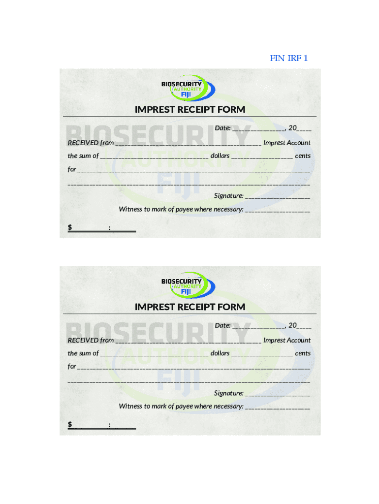 Fillable Online imprest receipt form Fax Email Print - pdfFiller