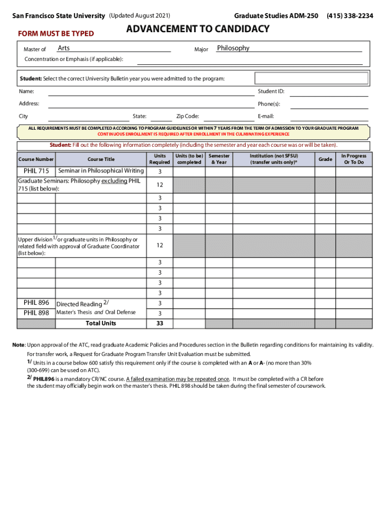 Fillable Online grad sfsu The ATC form acts as a contract between you ...