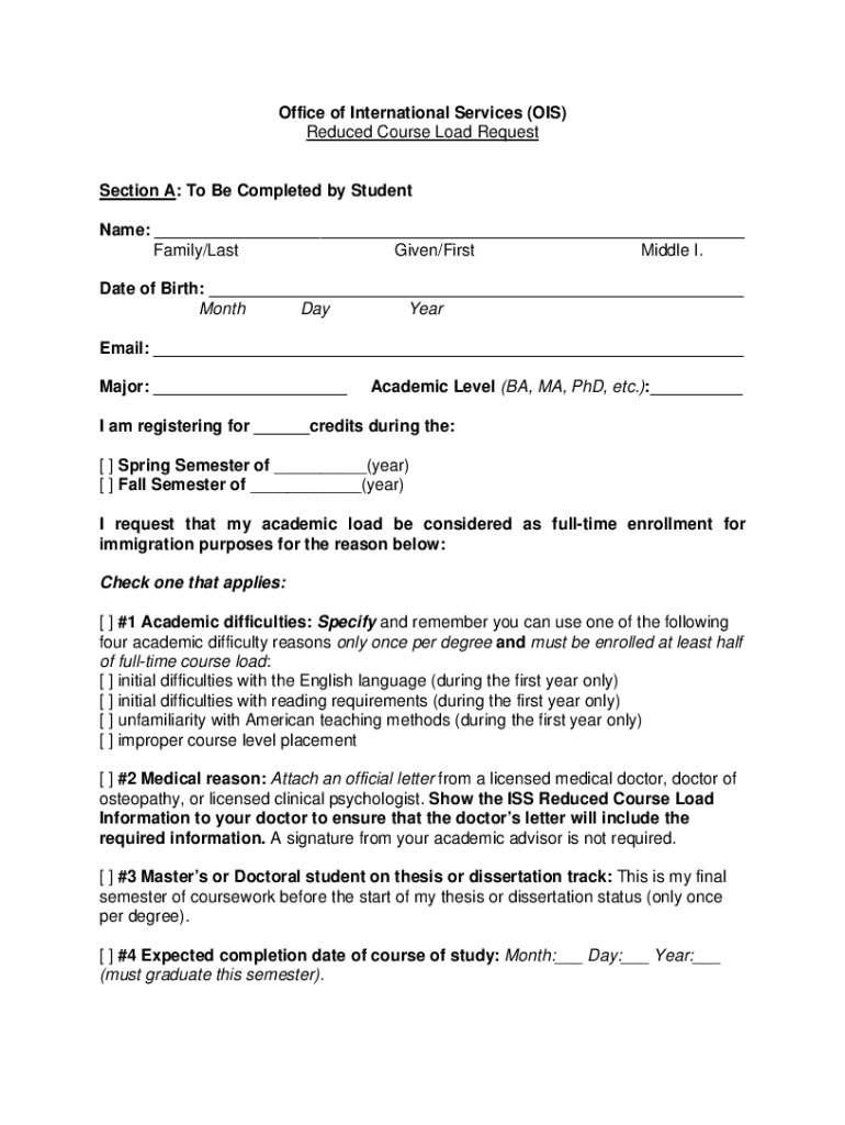 Fillable Online New Request for Exception to the Full Course of Student ... Fax Email Print ...
